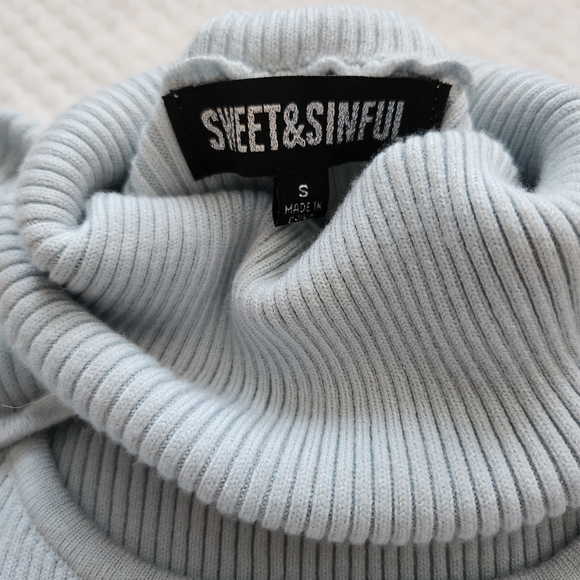 Zara | Sweaters | Powder Blue Chest Cutout Turtleneck | Poshmark